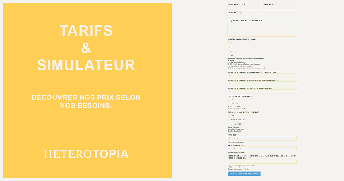 Tarifs - Heterotopia.studio